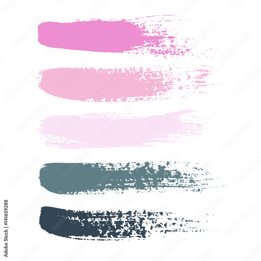 Vector set of grunge brush strokes. Set of colorful brush strokes ...