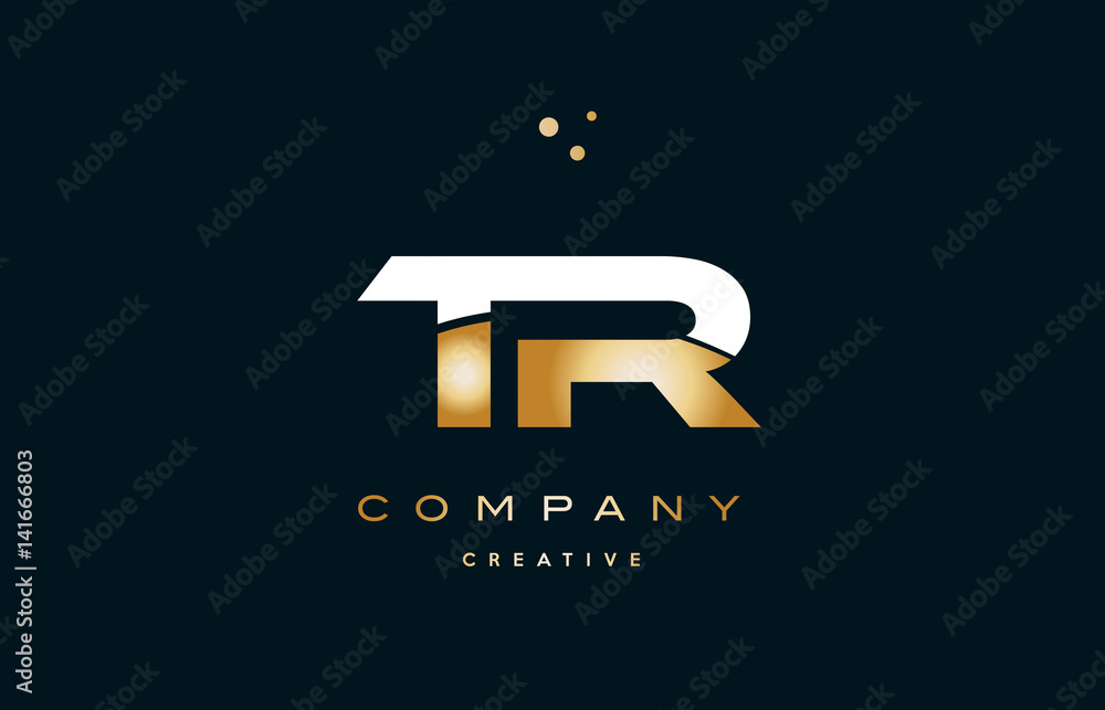 tr t r white yellow gold golden luxury alphabet letter logo icon ...