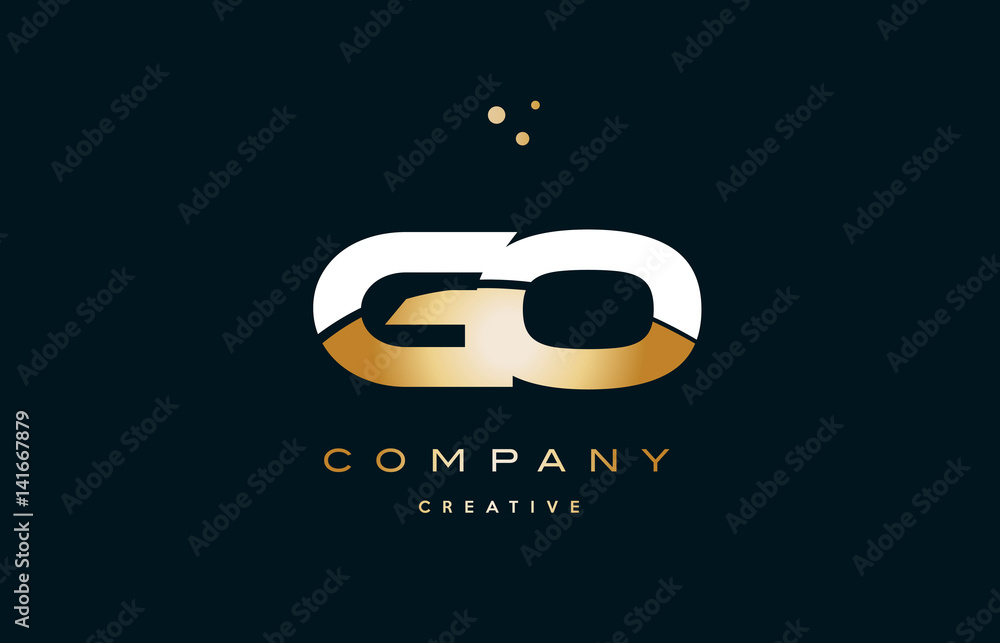 go g o white yellow gold golden luxury alphabet letter logo icon ...