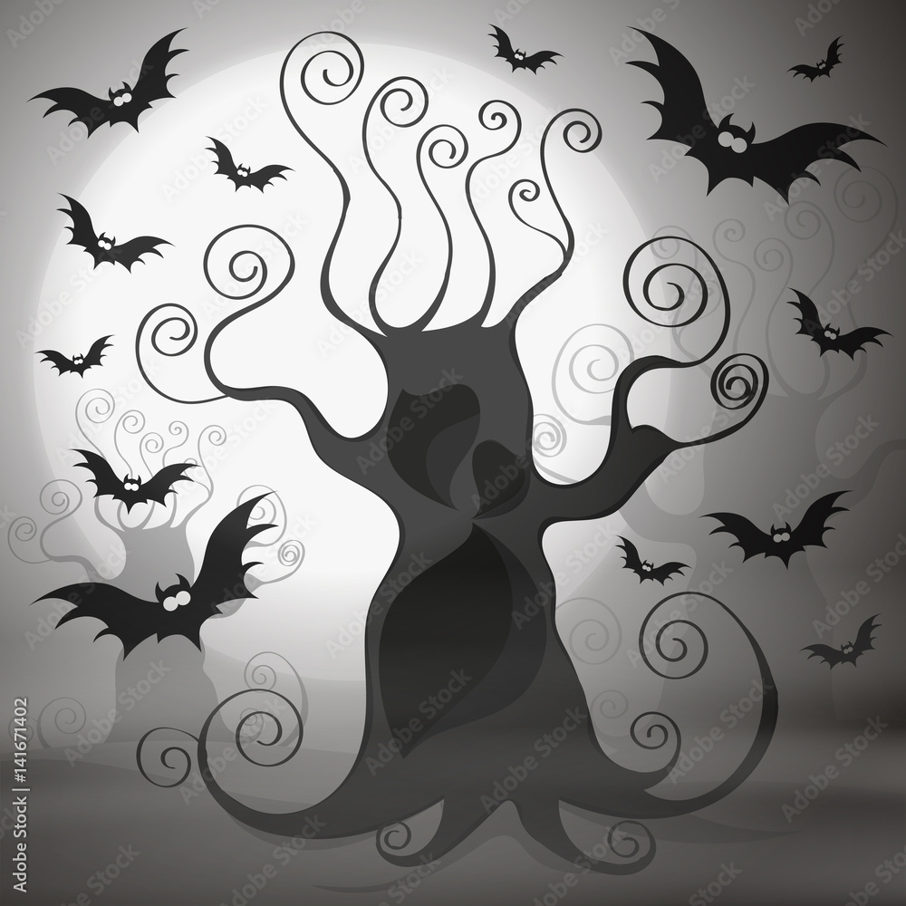 Halloween evil tree Stock Vector | Adobe Stock