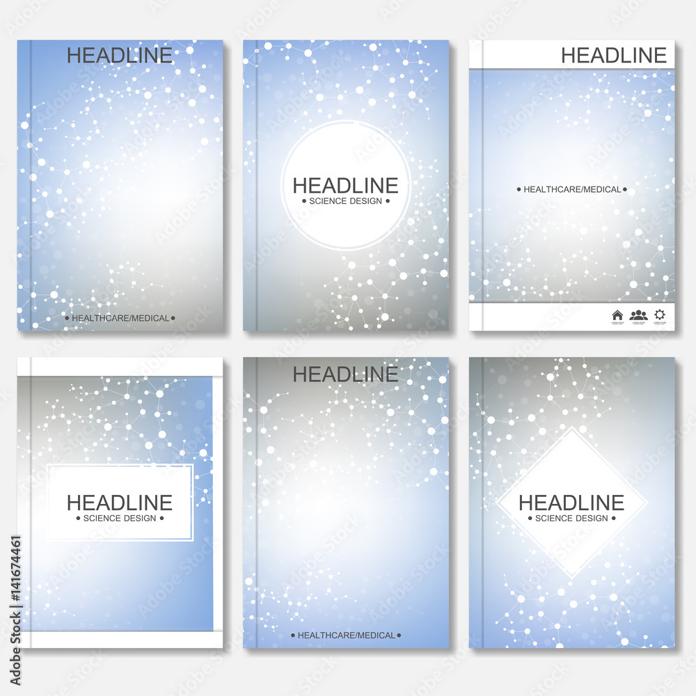 Scientific brochure design template. Vector flyer layout, Molecular ...