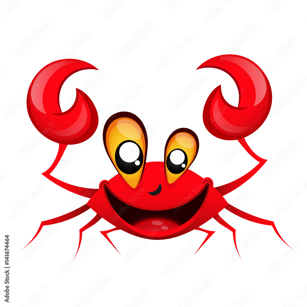 smiling happy crab Stock Vector | Adobe Stock
