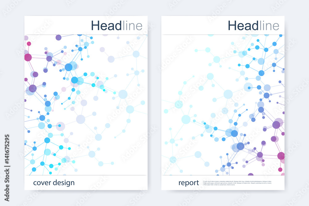 Scientific brochure design template. Vector flyer layout, Molecular ...