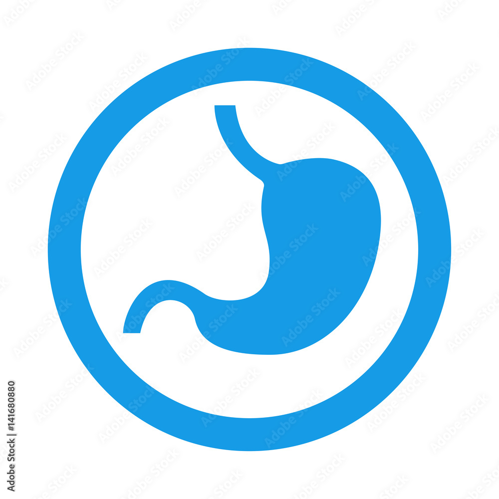 Icono plano estomago en circulo color azul Stock-Illustration | Adobe Stock