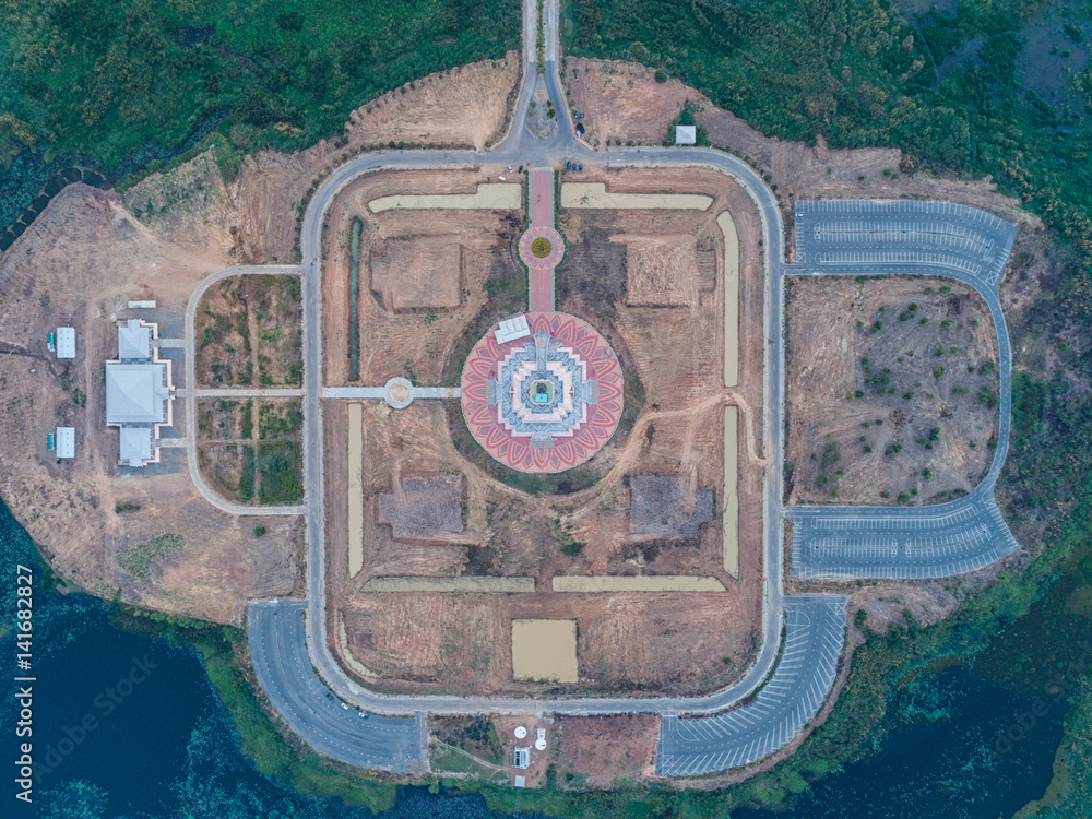 Top view Big cycle Buddha statue Stock Photo | Adobe Stock