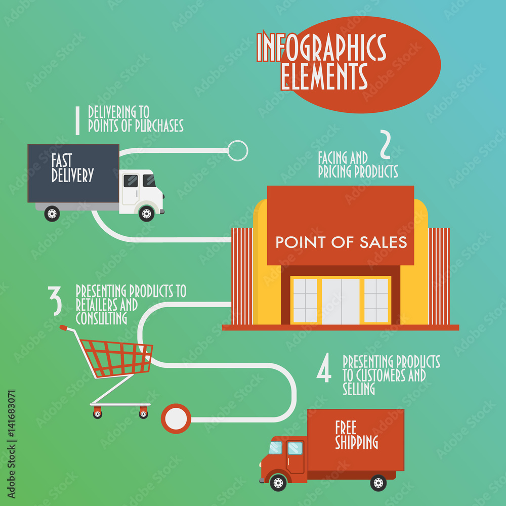 Marketing and merchandising concept infographics elements with fast ...