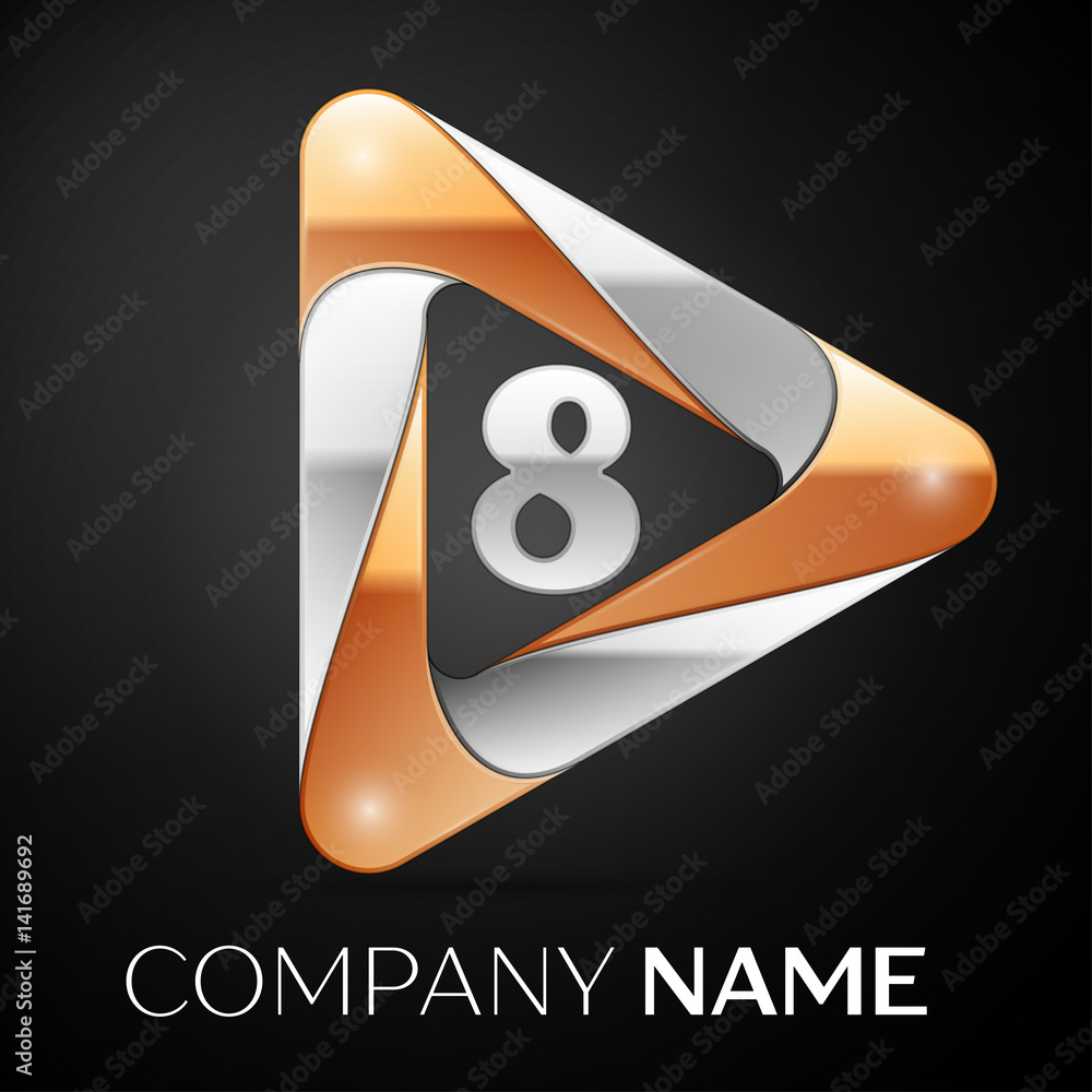 Number eight vector logo symbol in the colorful triangle on black ...