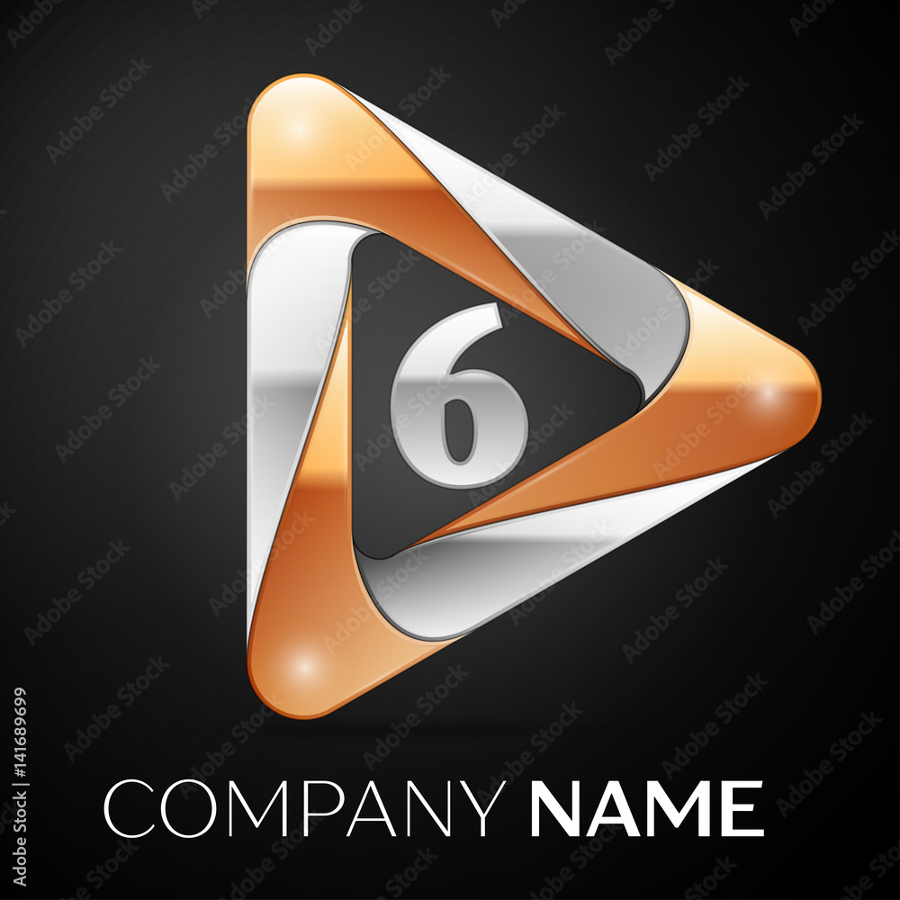 Number six vector logo symbol in the colorful triangle on black ...