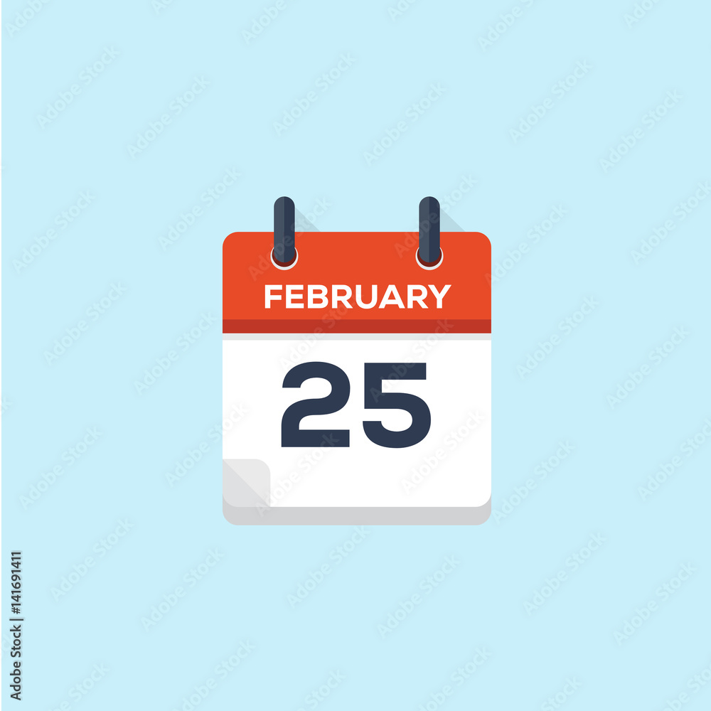 25. february calendar, vector illustration Stock Vector | Adobe Stock