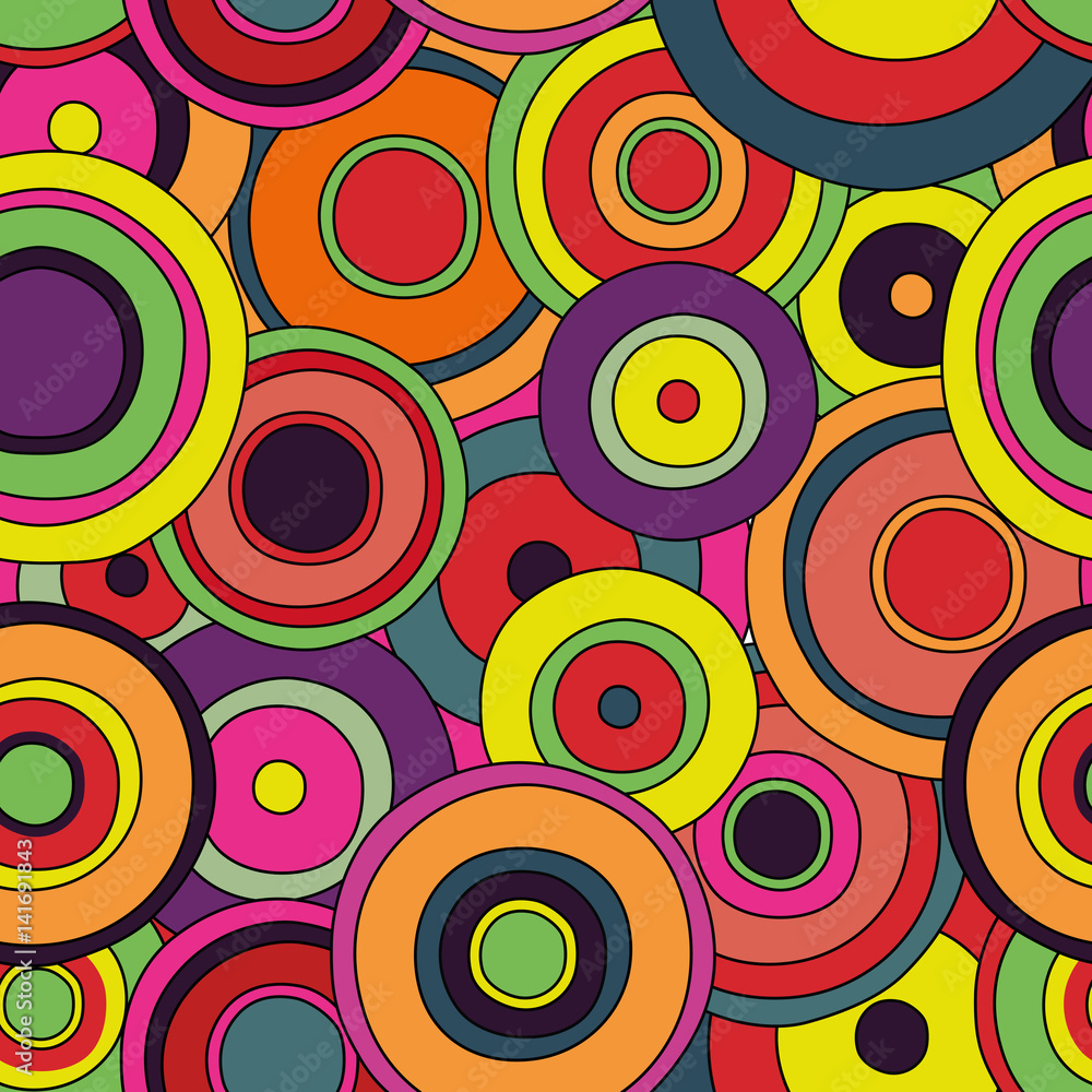 psychedelic retro circles pattern Stock Vector | Adobe Stock