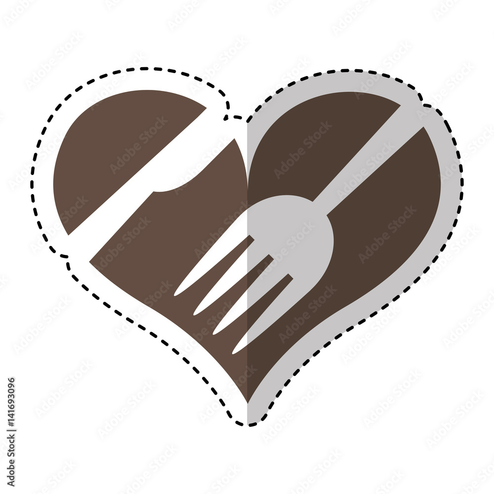 heart with fork and knife vector illustration design Stock Vector ...