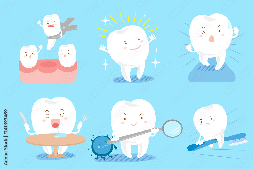 tooth with different emotion Stock Vector | Adobe Stock