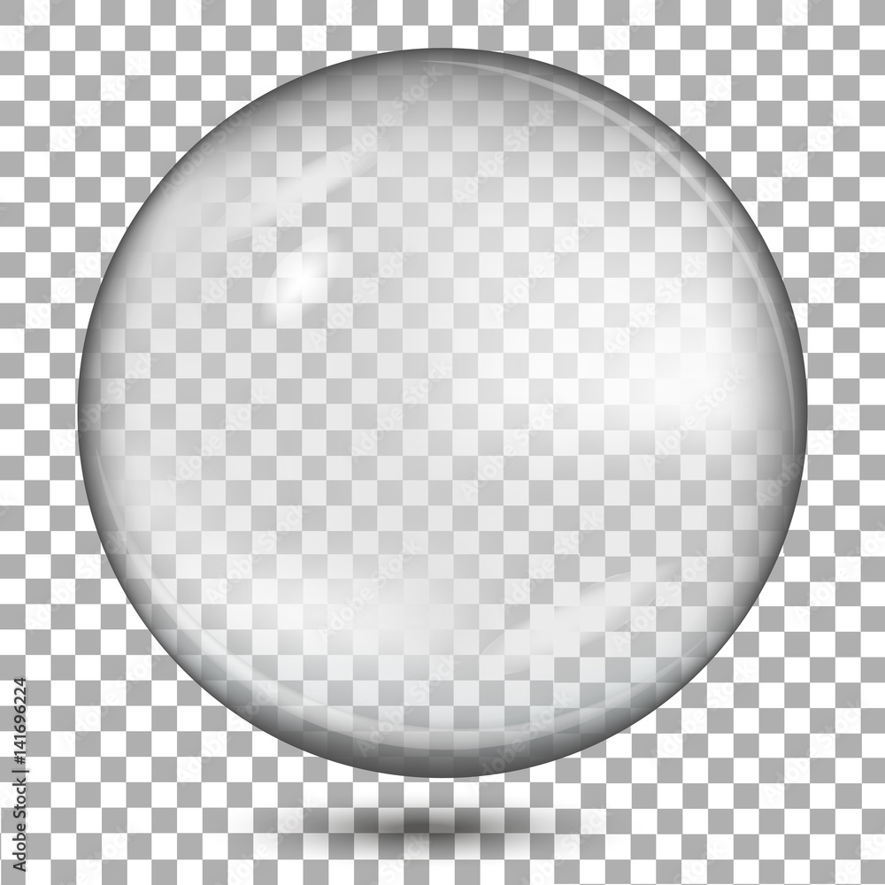 Transparent gray sphere with shadow on transparent background. Vector ...