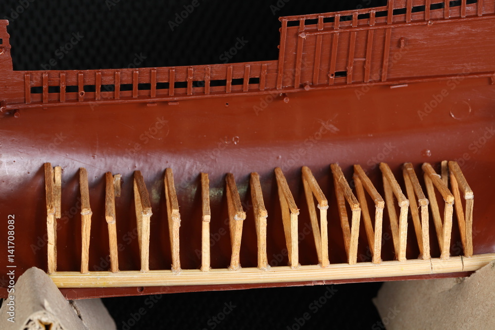 The cross section of miniature ship model represent the ship model and ...