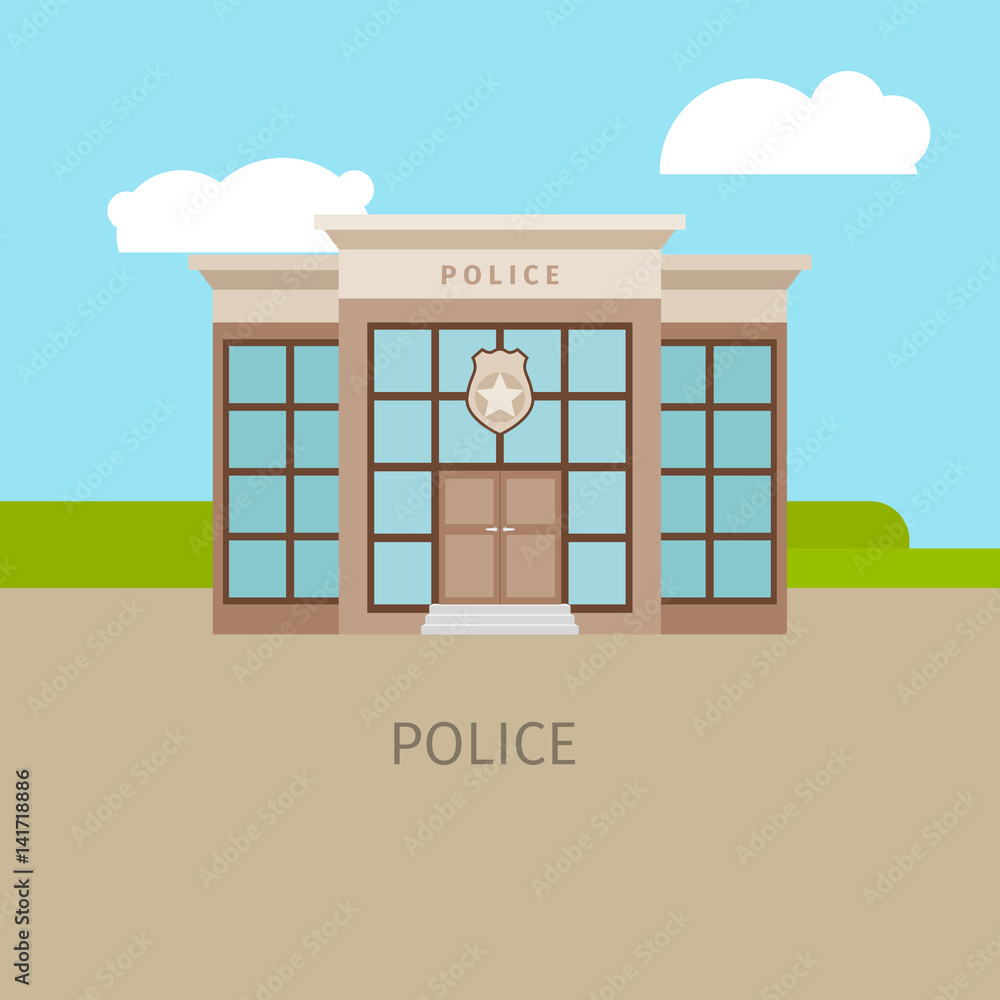Colored urban police building Stock Vector | Adobe Stock