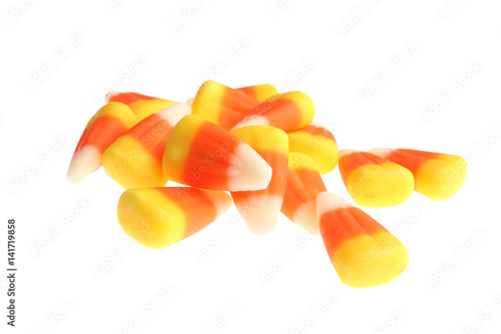 Colorful Halloween candy corns on white background Stock Photo | Adobe ...