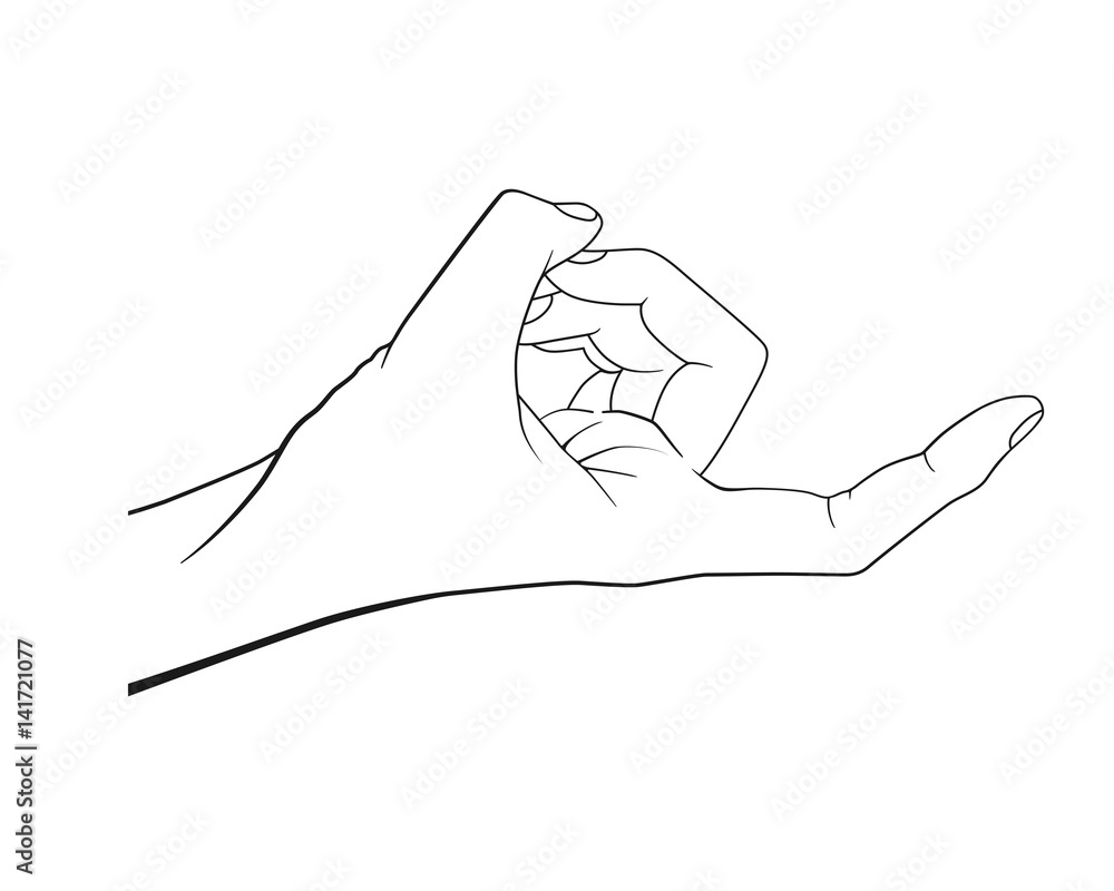 The hand with the extended finger beckons. Gesture come on. Stock ...