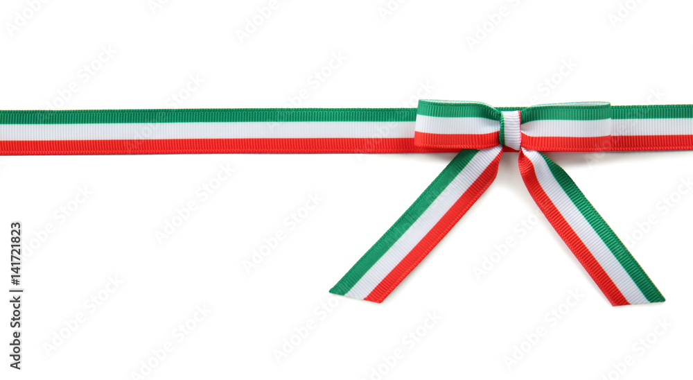 Ribbon bow in colors of Italian flag on white background Stock-Foto ...