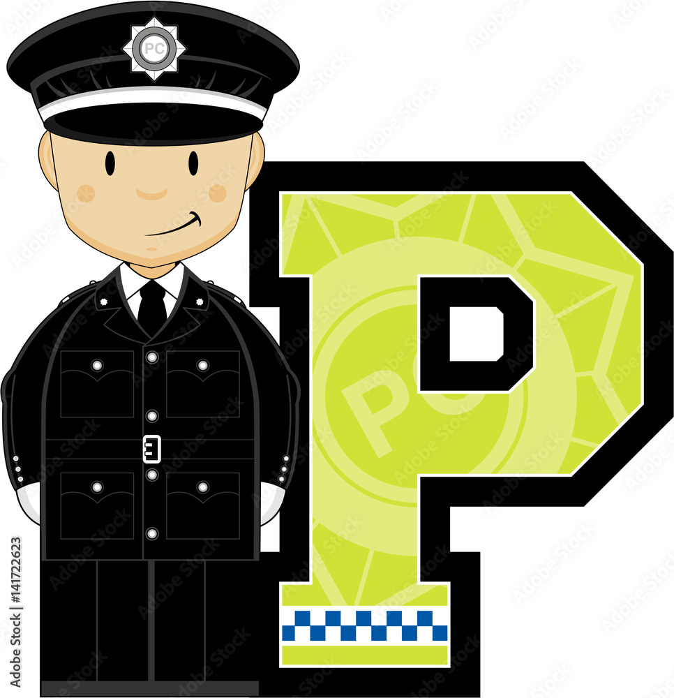 P is for Policeman Alphabet Learning Illustration Stock Vector | Adobe ...