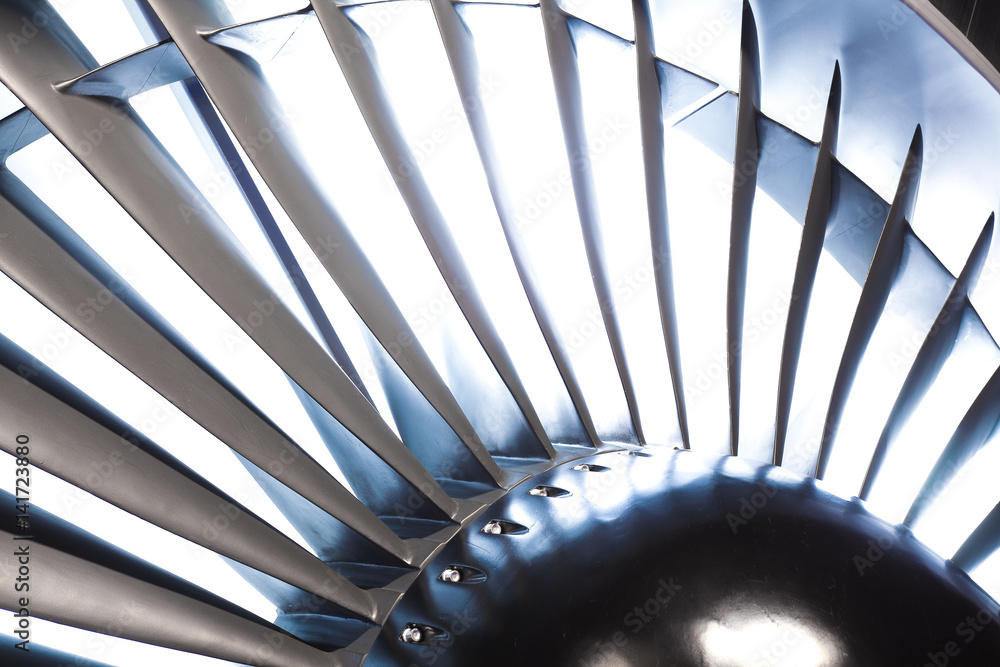 Jet engine turbine blade airplane of background Stock Photo | Adobe Stock