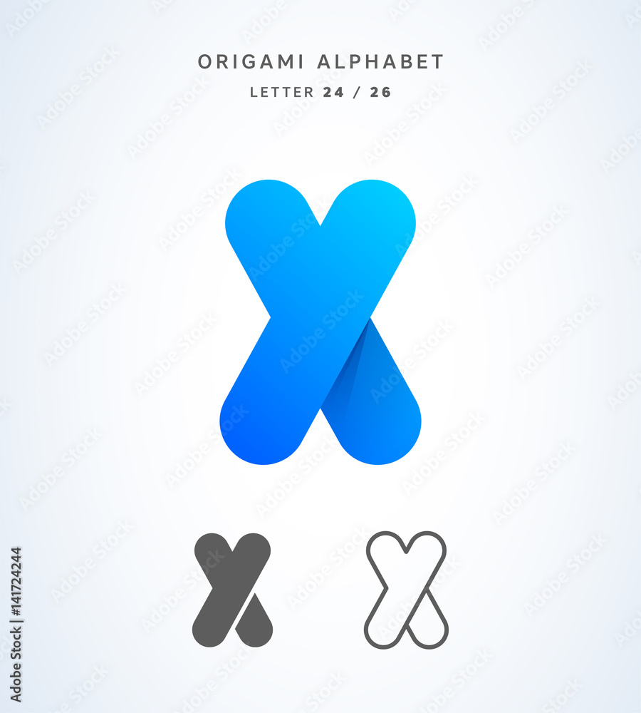 Vector origami alphabet. Letter X logo template Stock Vector | Adobe Stock