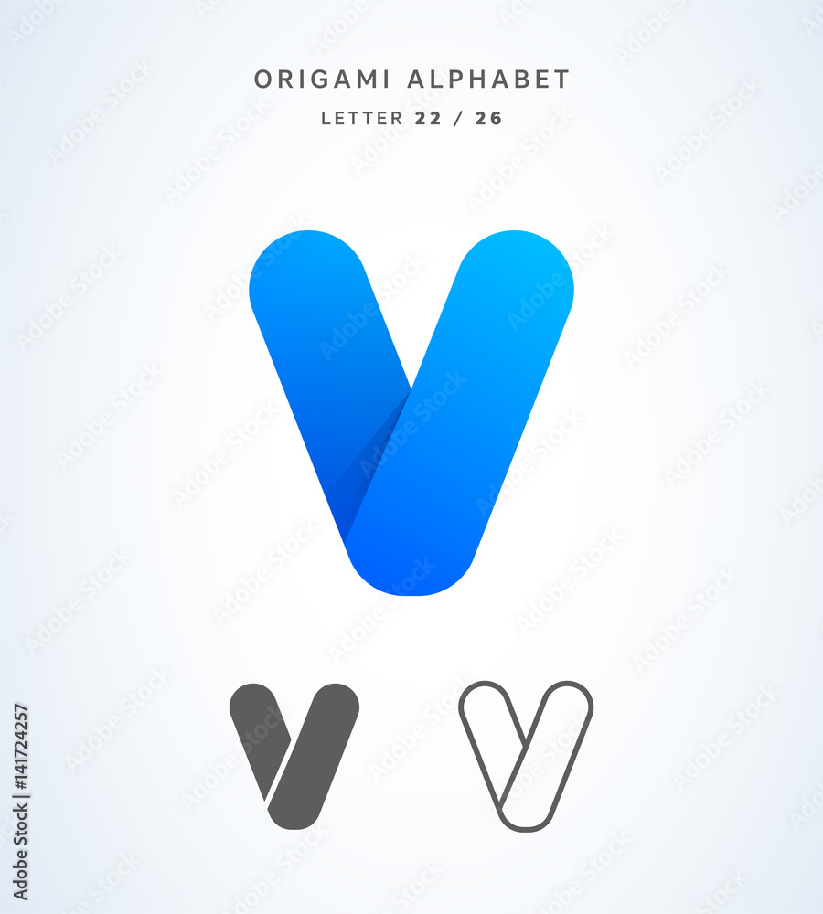 Vector origami alphabet. Letter V logo template Stock Vector | Adobe Stock