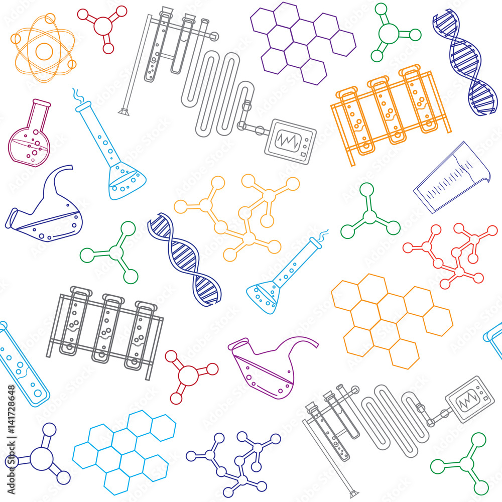 Chemistry seamless pattern background Stock Vector | Adobe Stock