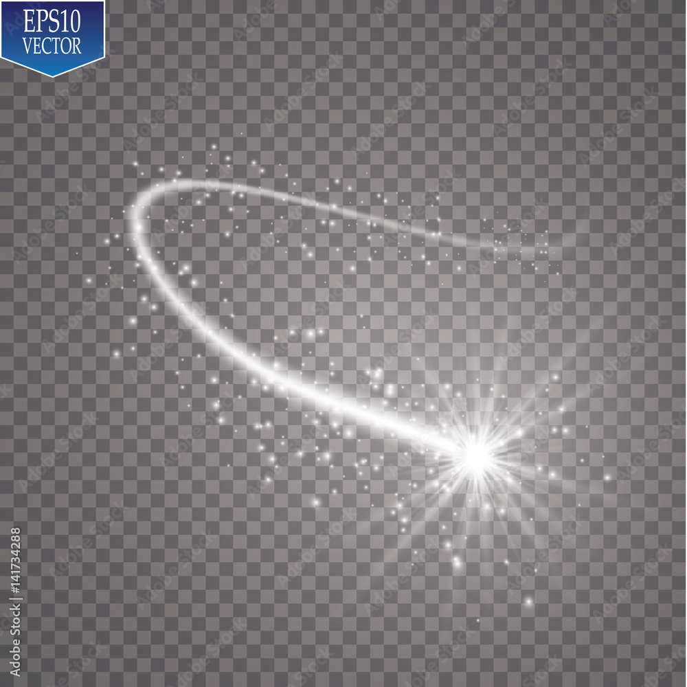 Abstract vector magic glow star light effect with neon blur curved ...