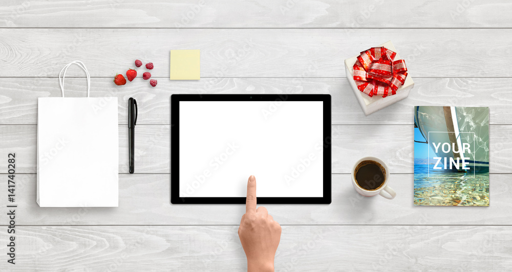 Tablet with isolated white screen for app or responsive web site design ...