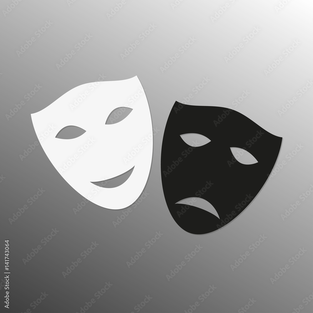 Drama Masks Happy And Sad Black And White