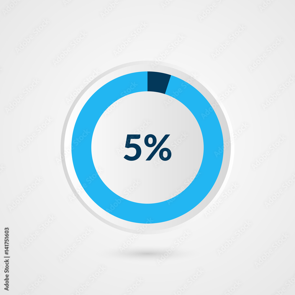 5 percent blue grey and white pie chart. Percentage vector infographics ...