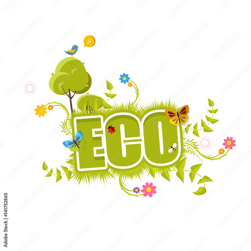 Creative Green Eco Label Design in Editable Vector Format. Stock Vector ...