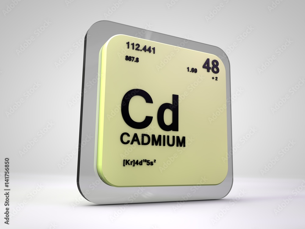 Cadmium - Cd - chemical element periodic table 3d render Stock ...