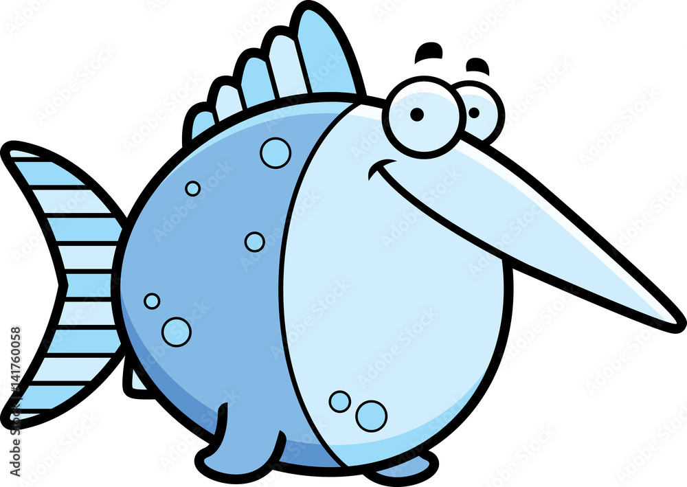 Cartoon Swordfish Smiling Stock Vector | Adobe Stock