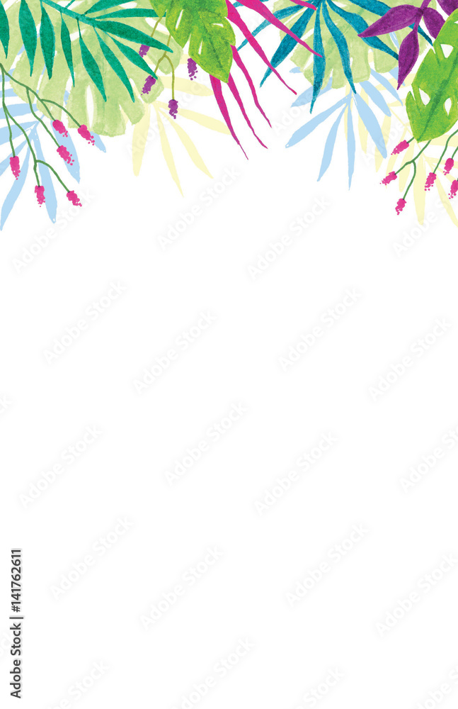 Watercolor Tropical Border Frame Stock Illustration | Adobe Stock