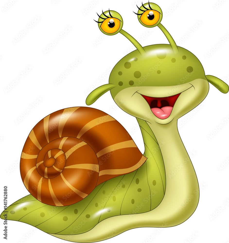 Cartoon happy snail Stock Vector | Adobe Stock
