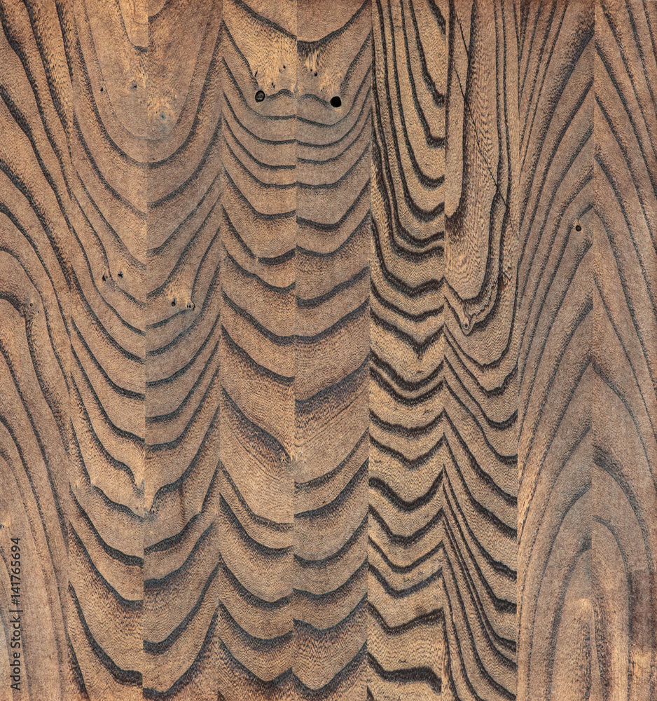 Treated wood background, striped wood texture, freshly-colored elm ...