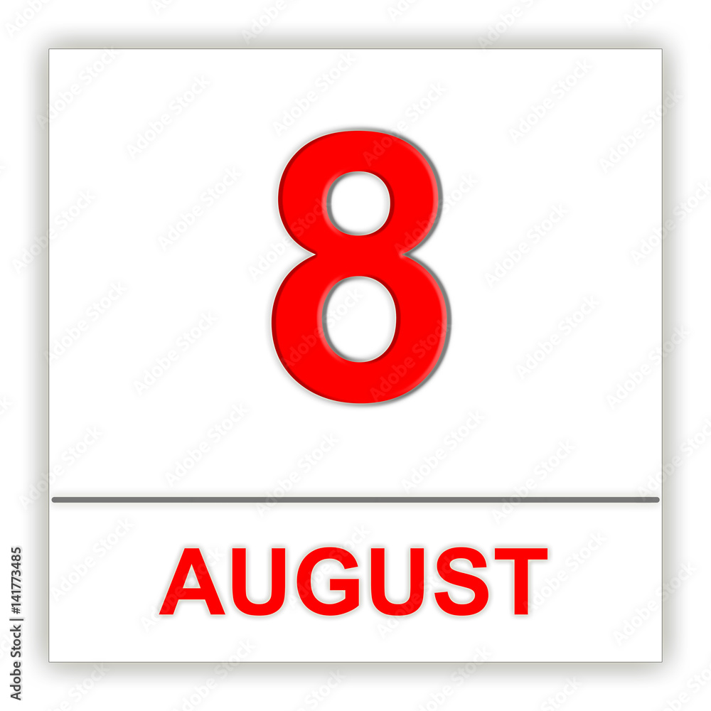 August 8. Day on the calendar Illustration Stock | Adobe Stock