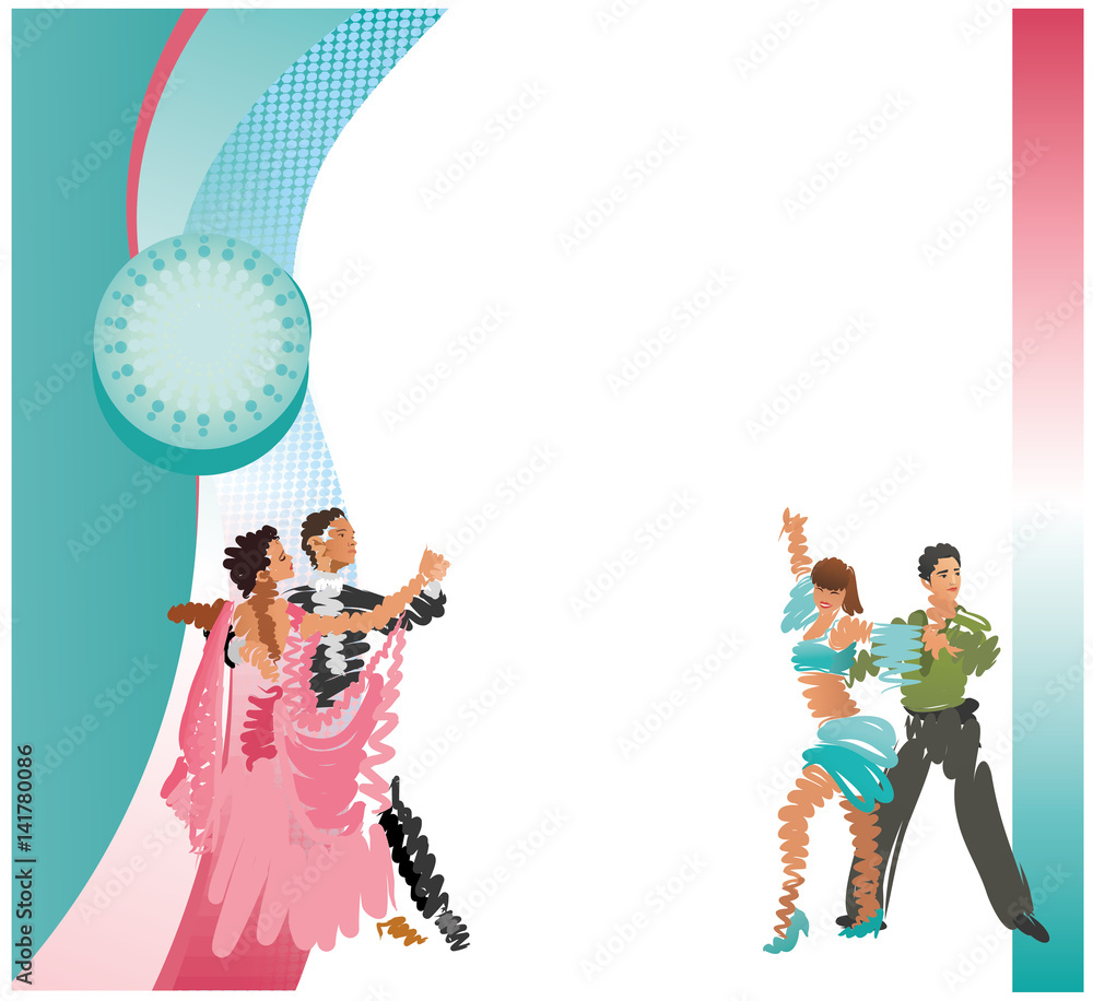 Square frame. Vector image of dancing couples Stock Vector | Adobe Stock