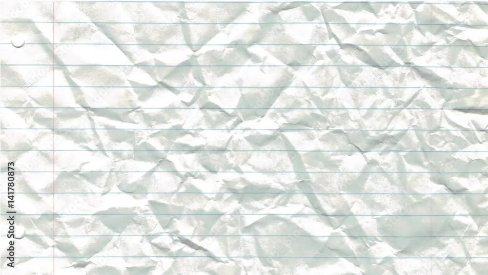 Paper background stop motion animation crumpled lined school pad notes ...