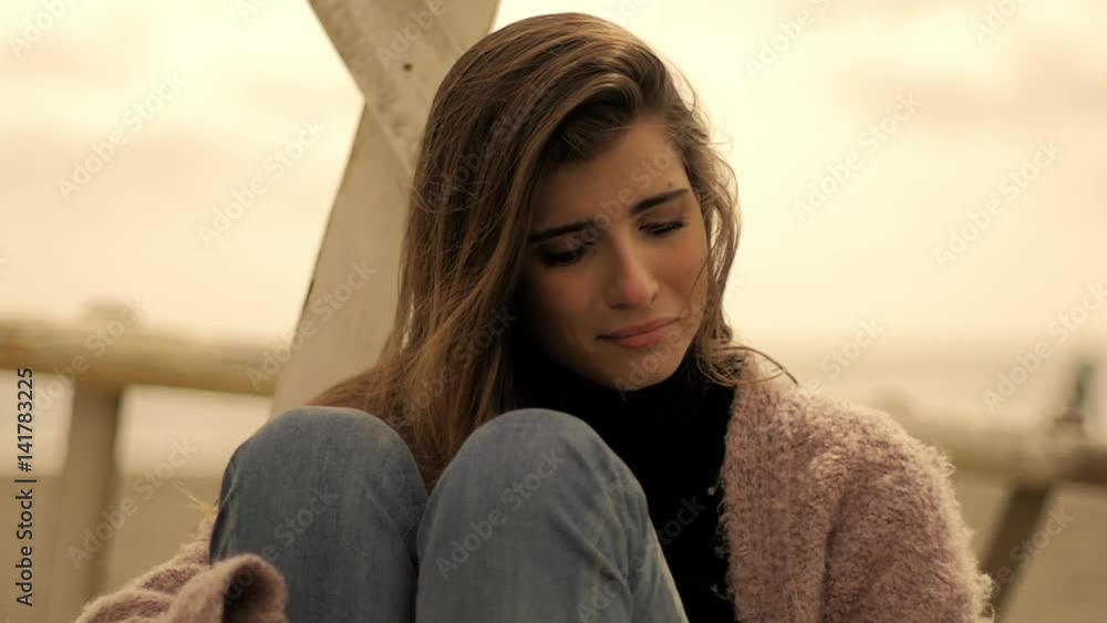 Woman crying one tear falling slow motion medium shot Stock Video ...