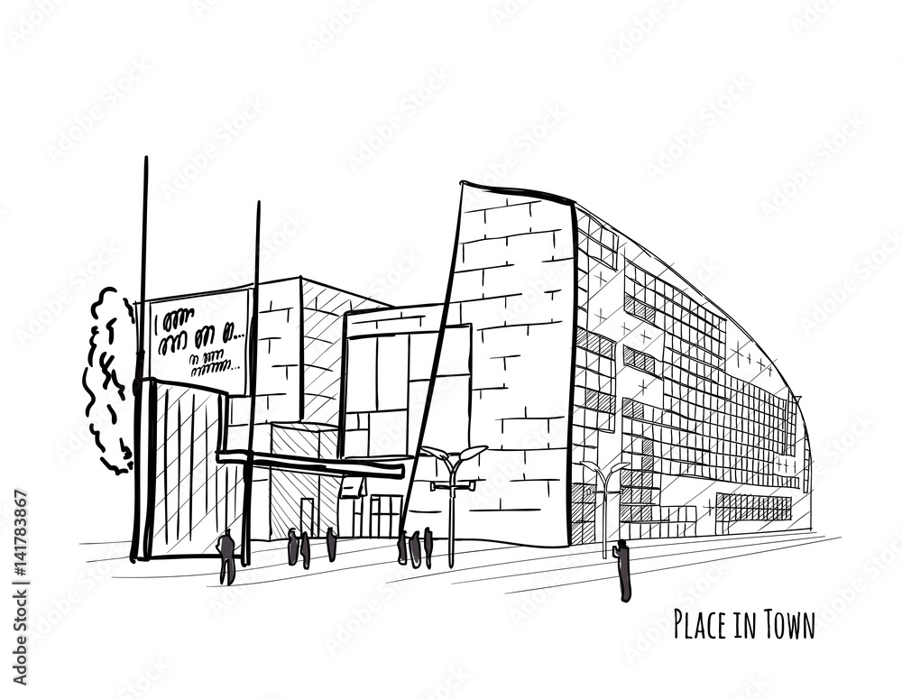 Architectural vector black and white sketch. Stock Vector | Adobe Stock