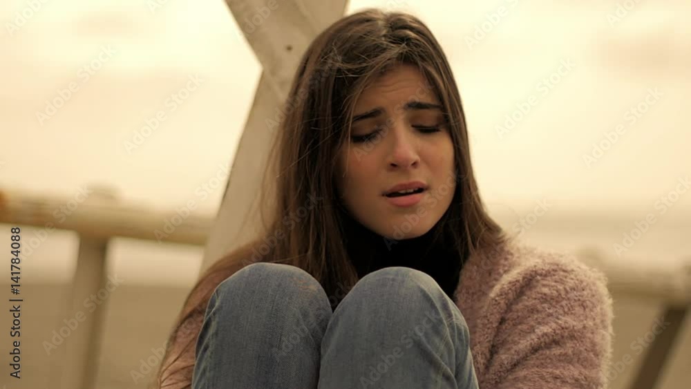 Woman crying one tear falling slow motion Stock Video | Adobe Stock