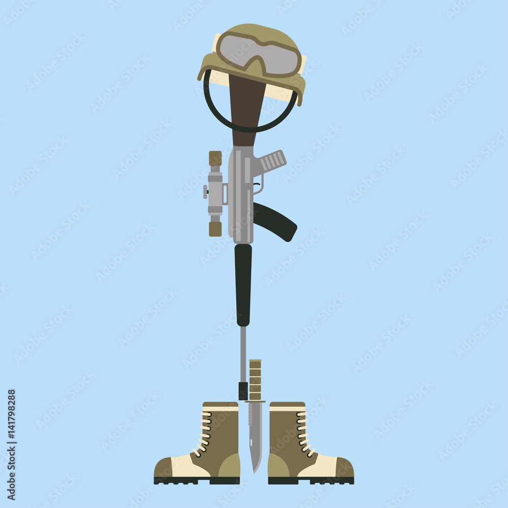 Memorial battlefield cross american honor symbol of a fallen US soldier ...