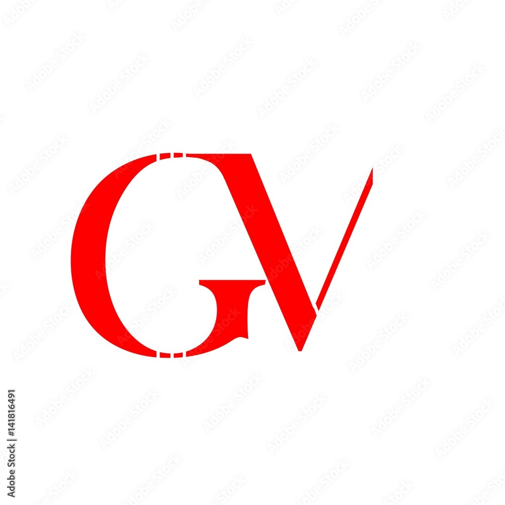 letter GV red color logo vector Stock Illustration | Adobe Stock