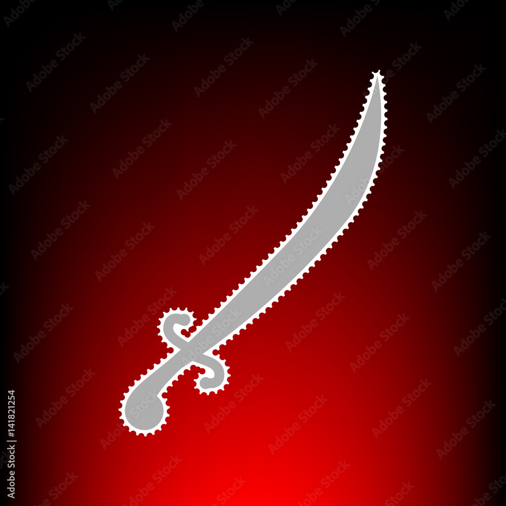 Sword sign illustration. Postage stamp or old photo style on red-black ...