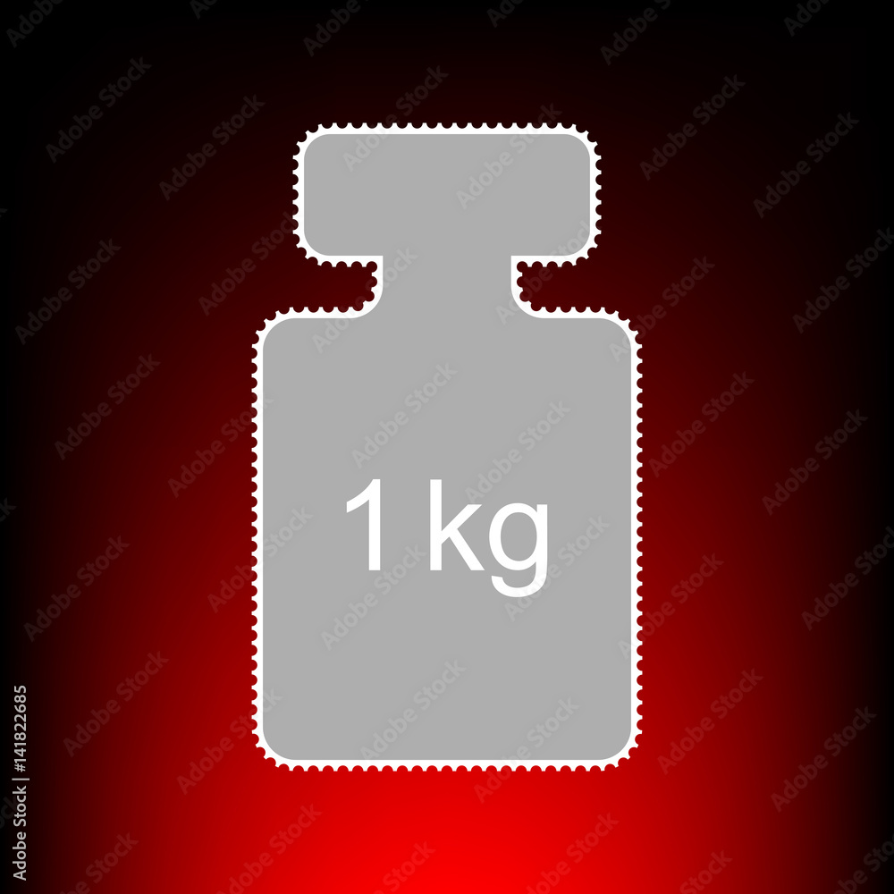 Weight simple sign. Postage stamp or old photo style on red-black ...
