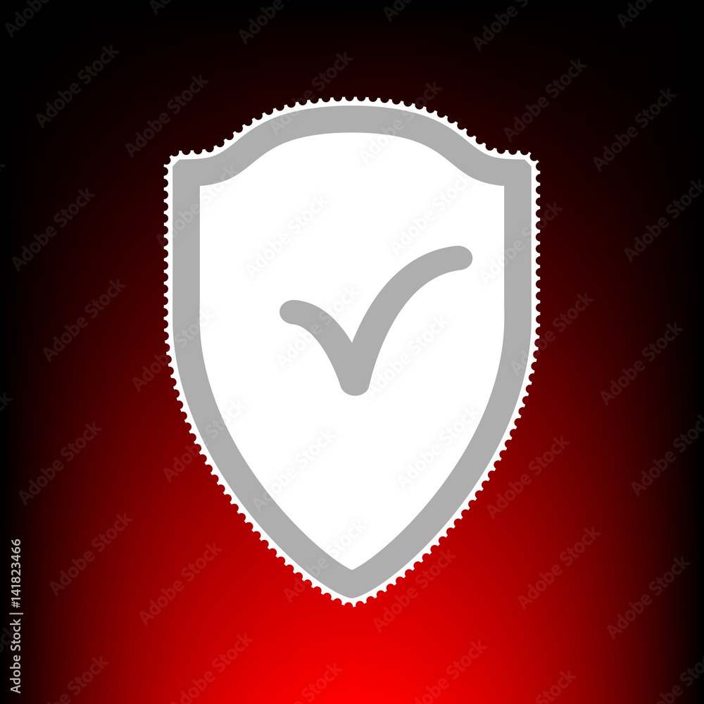 Shield sign as protection and insurance symbol Postage stamp or old ...