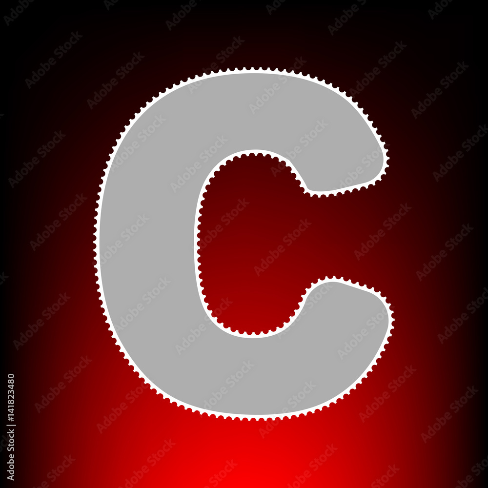 Letter C sign design template element. Postage stamp or old photo style ...