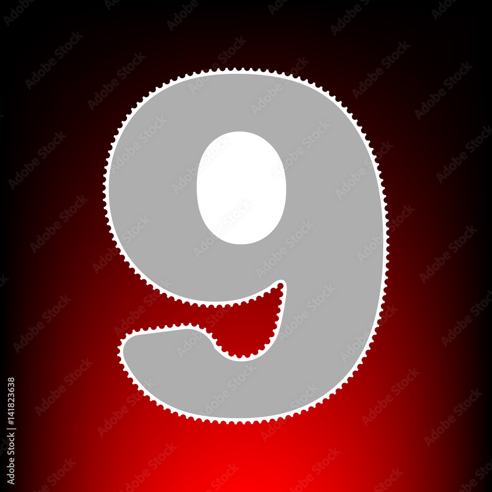 Number 9 sign design template element. Postage stamp or old photo style ...